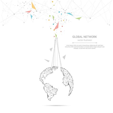 Global Network Connection Low Poly Connecting Dots And Lines With