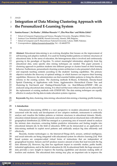 Pdf Integration Of Data Mining Clustering Approach With The