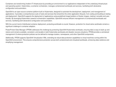 Overview Dell Powerprotect Data Manager Protecting Openshift Workloads Dell Technologies