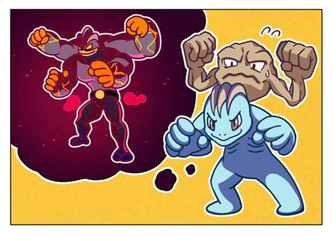 Machamp Geodude Machop And Gigantamax Machamp Pokemon Drawn By