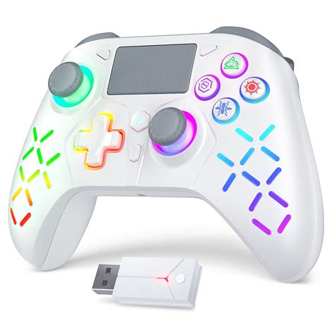 Powtree Wireless Controller For P5 With Led Rgb Light Compatible With P5 P4 P3 Switch Pc White