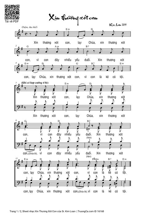 Sheet Xin Th Ng X T Con Pdf Sr Kim Loan L I H P M N T Nh C