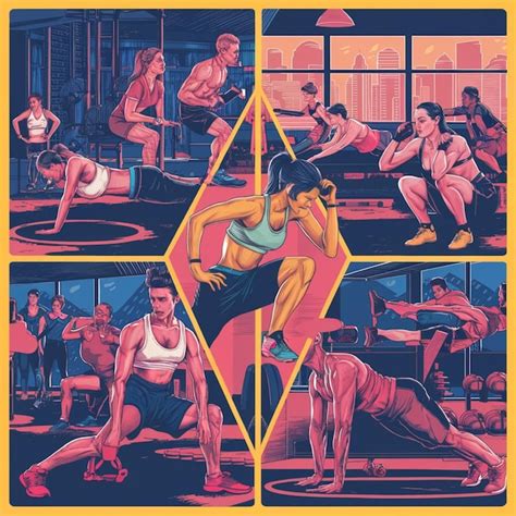 Set Collection Fitness Exercise Premium Ai Generated Image