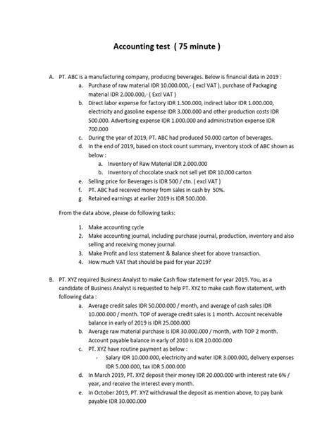 Accounting Test Pdf Inventory Value Added Tax