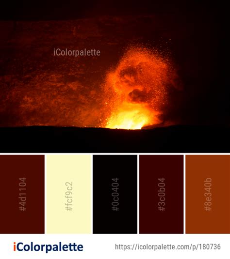 Color Palette Ideas From Types Of Volcanic Eruptions Landform Volcano