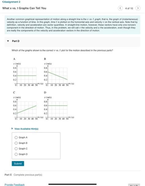 Solved That X Vs T Graphs Can Tell You 4 Of 10 To Describe Chegg Com