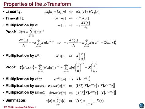Ppt Lecture 34 Properties Of The Z Transform And The Inverse Z Transform Powerpoint