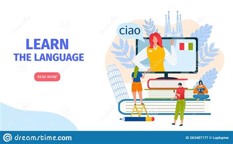 Learn Language Landing Web Page Design Template For Distance Education Online Courses E
