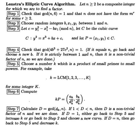 Cryptography Lenstras Elliptic Curve Algorithm Mathematics Stack