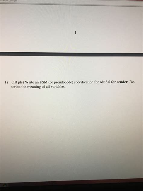 Solved 10 Pts Write An Fsm Or Pseudocode Specification