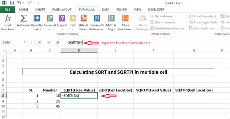 How To Calculate Square Root And Square Root Pi In Excel Computer