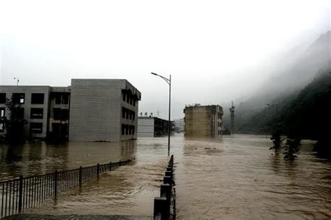 北川“5·12”地震遗址因暴雨淹没