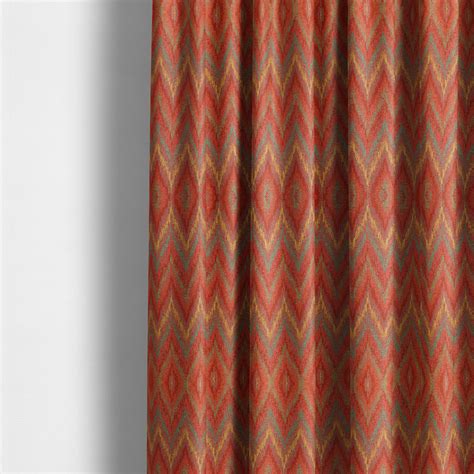 Ipoh Collection Of Chevron Striped Heavyweight Chenille Red Multi