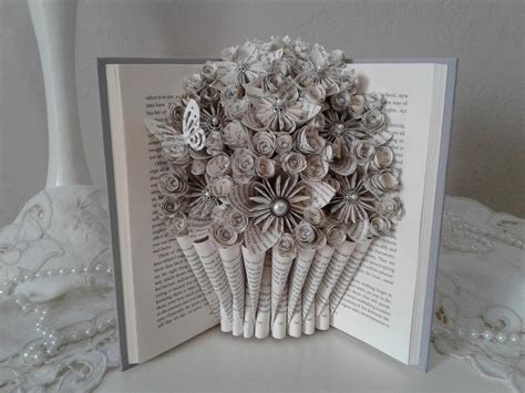 Book Bouquet Book Sculpture With Origami Flowers