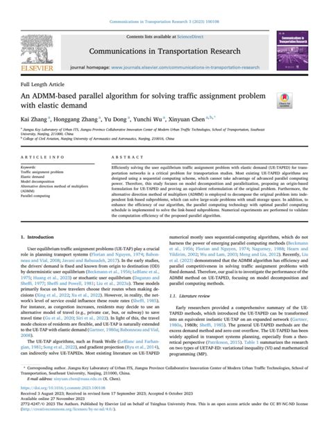 Parallel Algorithm For Traffic Assignment Pdf Algorithms Applied