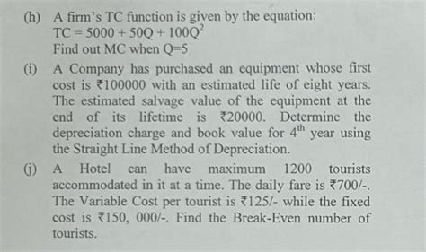 Solved H A Firms Tc Function Is Given By The Equation