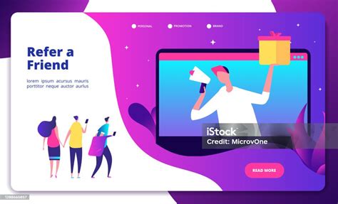 추천 개념입니다 참조 친구 추천 친구 유행어 친화적 인 추천 마케팅 추천 은 벡터 방문 페이지를 외치고 개념에 대한 스톡 벡터 아트 및 기타 이미지 Istock
