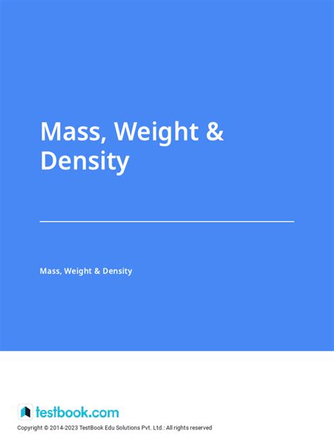 Mass Weight And Density Pdf Density Buoyancy