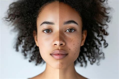 Premium Photo Side By Side Face Comparison Of A Woman With Bad Skin