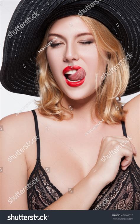 Portrait Sexy Woman Big Red Lips Stock Photo Shutterstock