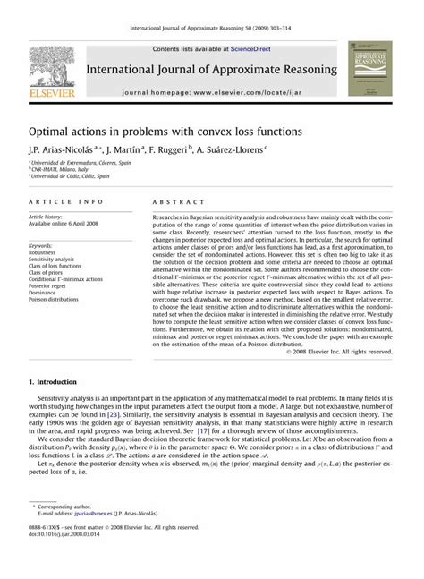 Pdf Optimal Actions In Problems With Convex Loss Functions Dokumentips