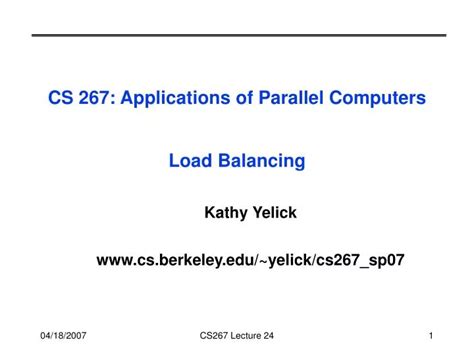 PPT CS 267 Applications Of Parallel Computers Load Balancing