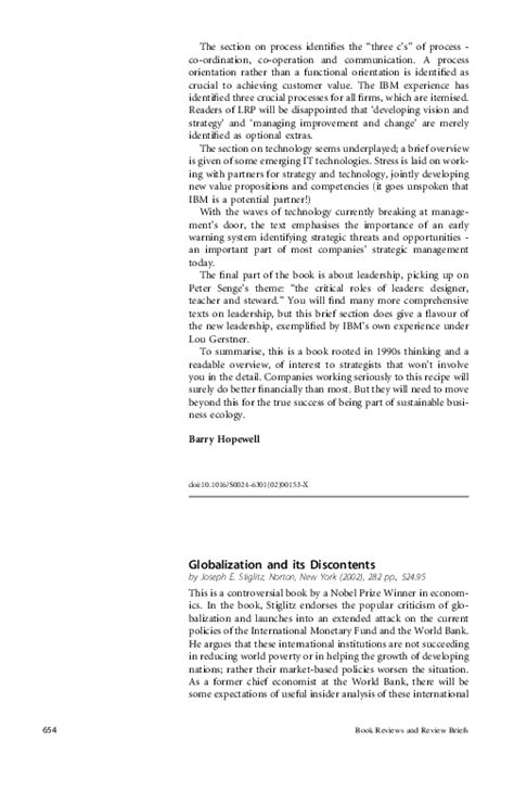 Pdf Globalization And Its Discontents
