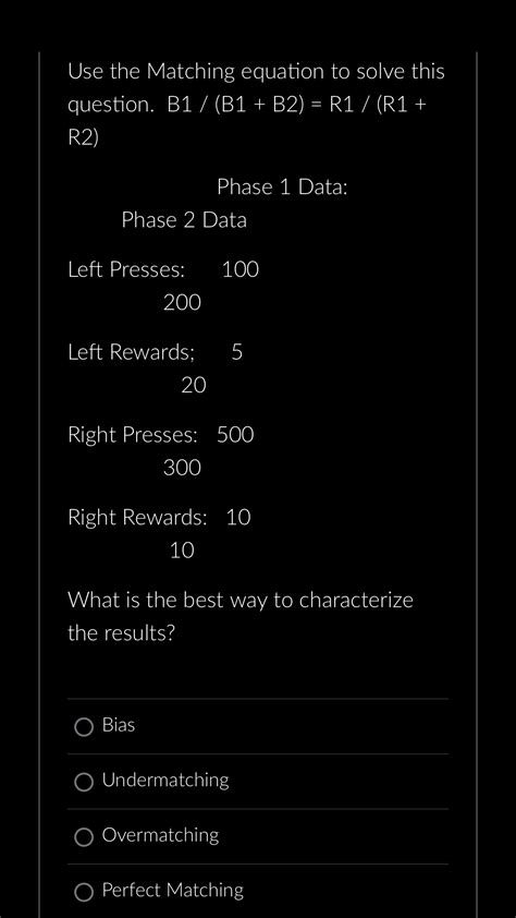 Use The Matching Equation To Solve This Question