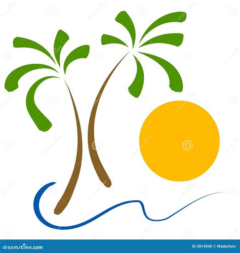 Palm Trees Beach Sun Clip Art Stock Illustration Illustration Of