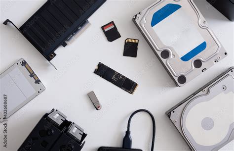 Data Storage Devices Concept With Hard Disk Solid State Drive Ssd Ssd M 2 Pcie Nvme Foto De