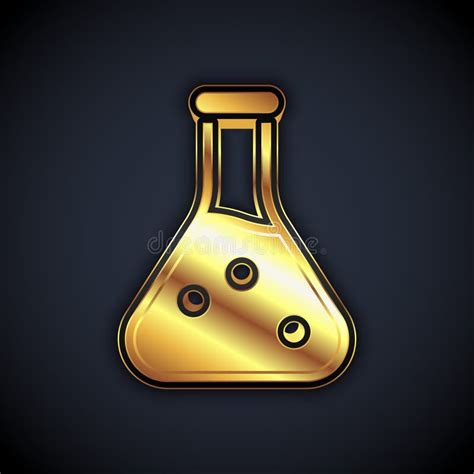 Gold Test Tube And Flask Chemical Laboratory Test Icon Isolated On