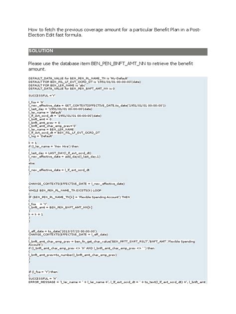 How To Fetch The Previous Coverage Amount For A Particular Benefit Plan