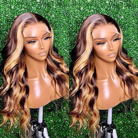 바디 웨이브 레이스 프런트가 발 Pre 뽑아 브라질 레미 옹 브르 금발 하이라이트 인간의 머리가 발 180 물결 모양의