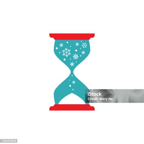 붉은 모래 시계 흰색 눈송이와 모래 시계 벡터 플랫 홀리데이 아이콘 타임라인에 대한 스톡 벡터 아트 및 기타 이미지 타임라인