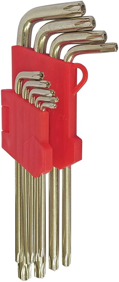 Inditrust Long Torx Star Allen Key Set Of 9pcs With Hole From T10 To T50 Home