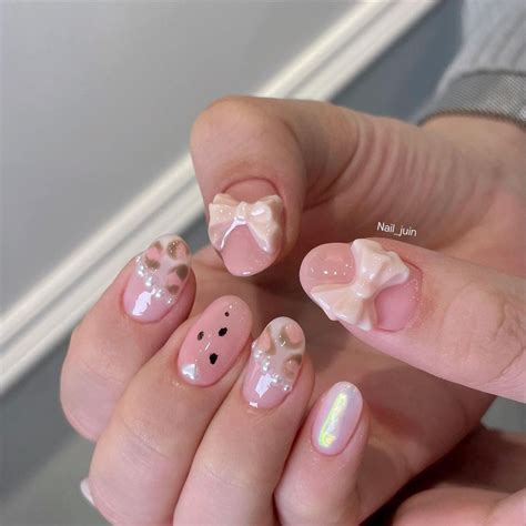 목동네일 오목교네일 양천구네일 아트전문 네일쥬앙🎀 On Instagram 풀연장 하시고 리본호피 디자인 하셨어요 ෆ⃛ 87000 네일쥬앙 리본네일 목동