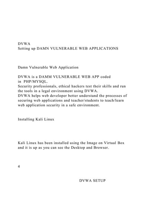 Dvwasetting Up Damn Vulnerable Web Applicationsdamdocx