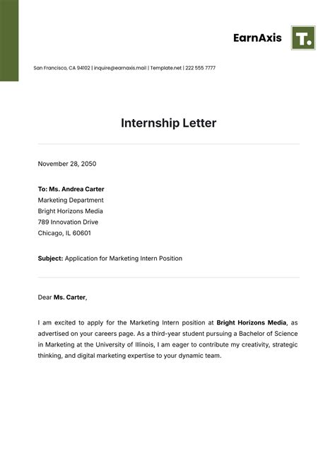 Internship Offer Letter Format