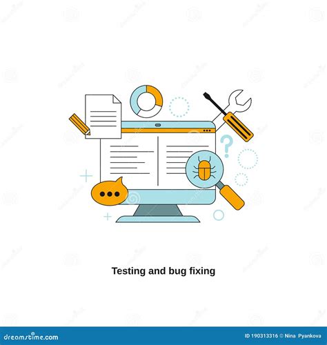 Testing And Bug Fixing Concept Stock Vector Illustration Of Flat Concept 190313316
