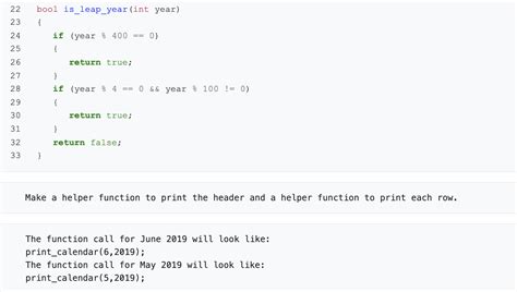 Solved Write A Program That Given A Month And Year Prints