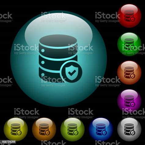 데이터베이스 보호 색상 조명된 유리 버튼에 아이콘 0명에 대한 스톡 벡터 아트 및 기타 이미지 0명 Sql 구 Istock