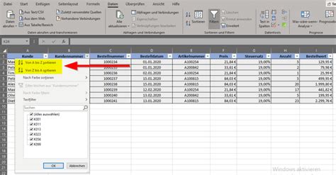 Filter In Excel Erstellen Und Verwenden