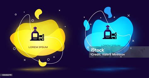 검은 색 배경에 고립 된 검은 색 풀 자루와 나무 상자 아이콘 액체 모양이있는 추상 배너 벡터 가득 찬에 대한 스톡 벡터 아트