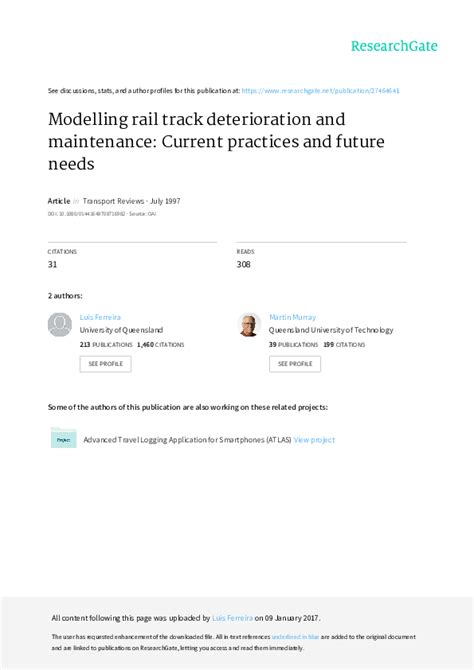 Pdf Modelling Rail Track Deterioration And Maintenance Current