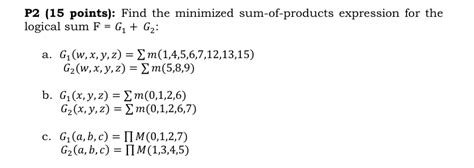 Solved P2 15 Points Find The Minimized Sum Of Products