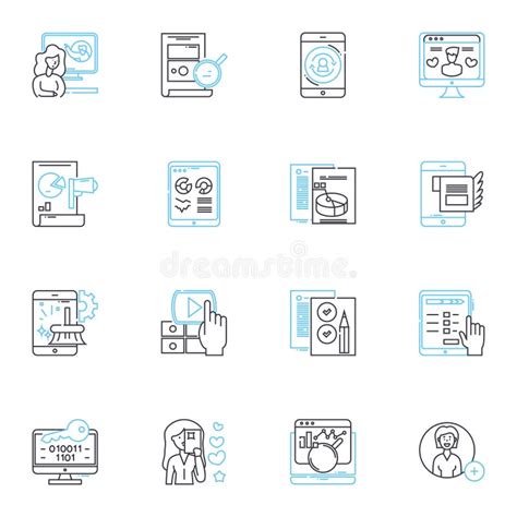 Online Communication Linear Icons Set Messaging Chatting Emailing Videoconferencing