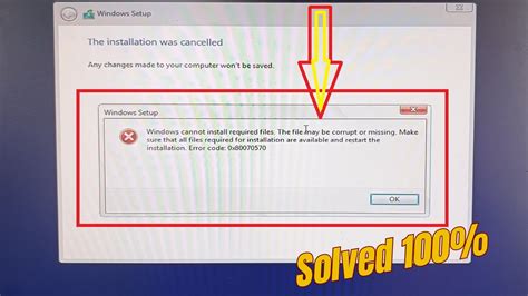 how to fix windows cannot install required files the file may be