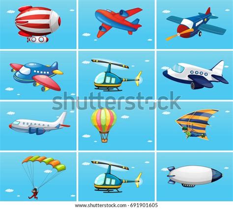 Different Types Aircrafts Illustration Stock Vector Royalty Free