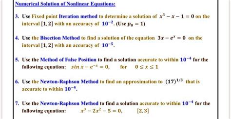 solved numerical solution of nonlinear equations use fixed point