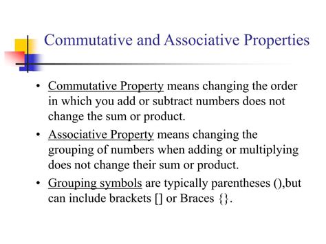 Ppt Commutative And Associative Properties Powerpoint Presentation